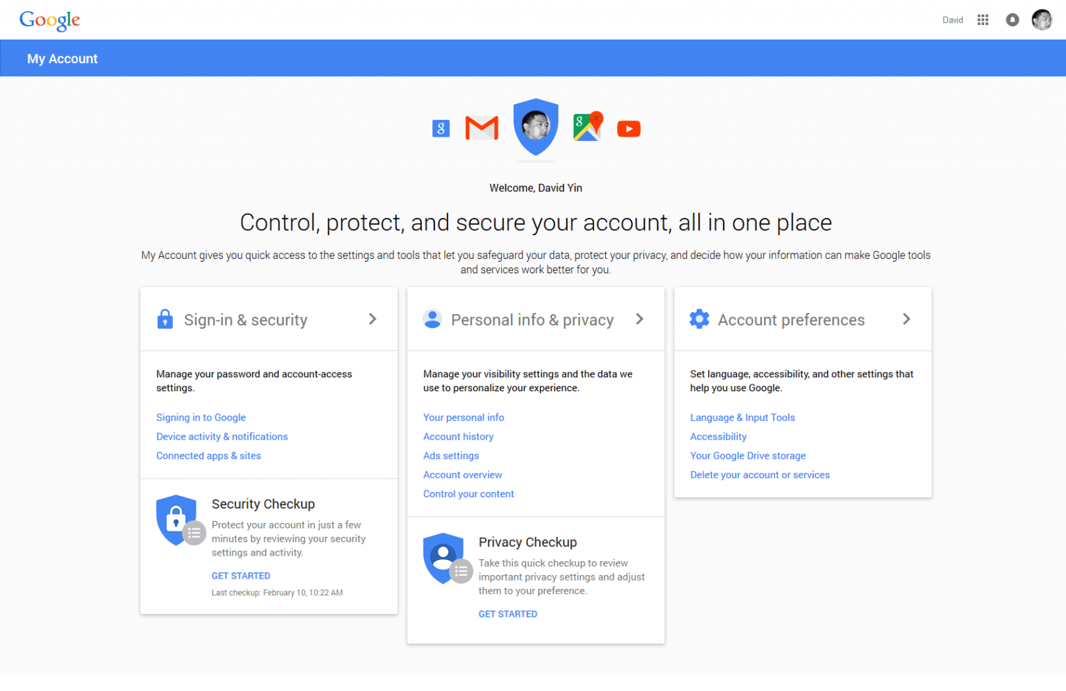 One Stop Settings for Your Google Account - David Yin's Blog