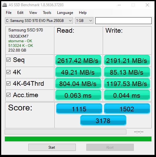 AS SSD Benchmark Test on Samsung 970 EVO Plus NVMe M.2 SSD - David Yin ...