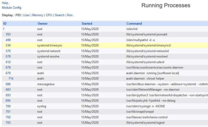 Fix the problem of No info on the running processes, Webmin 1.941 ...
