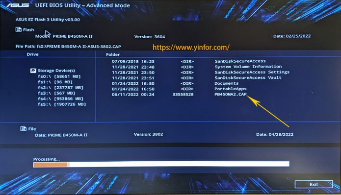 Upgrade the BIOS on PRIME B450M-A II - David Yin's Blog