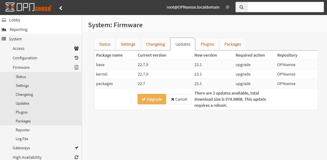 OPNsense upgrade to 23.1.0 on my soft Router - David Yin's Blog